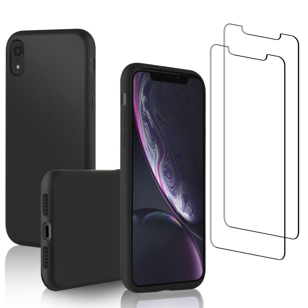 Capa iPhone XR e 2 películas de proteção - Silicone - Preto | Back Market