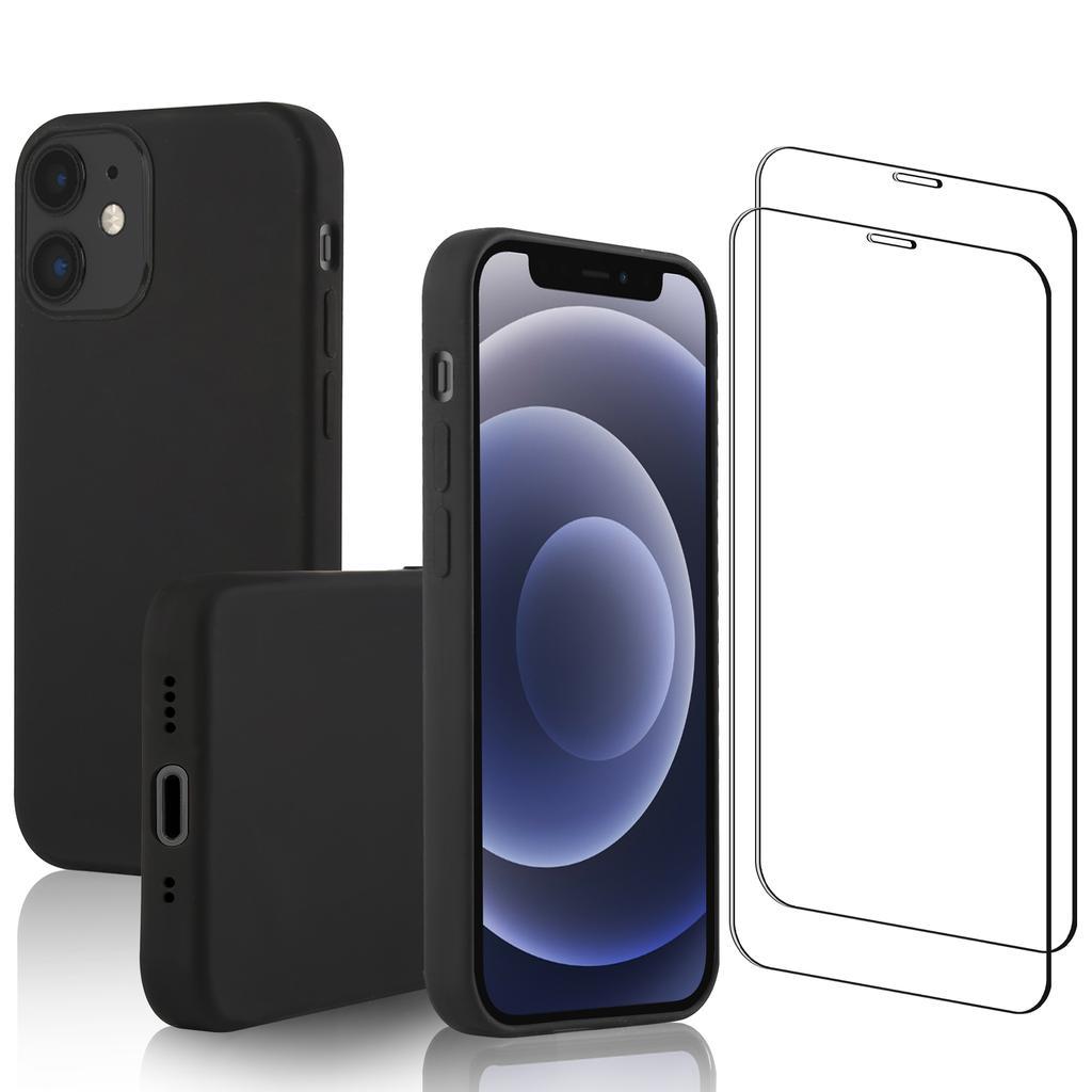 Capa iPhone 12 Mini e 2 películas de proteção - Silicone - Preto | Back ...